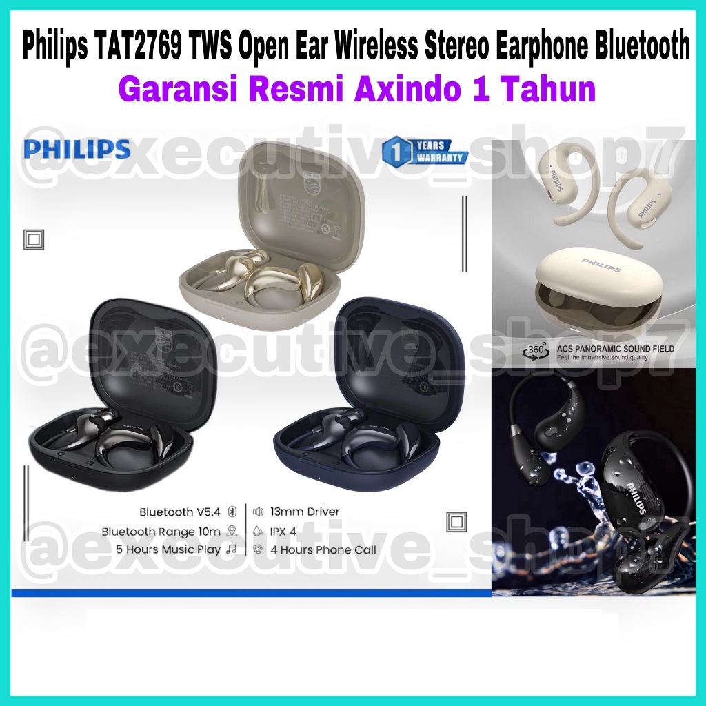 Jual Philips TAT2769 TWS Open Ear Wireless Stereo Earphone Bluetooth ...