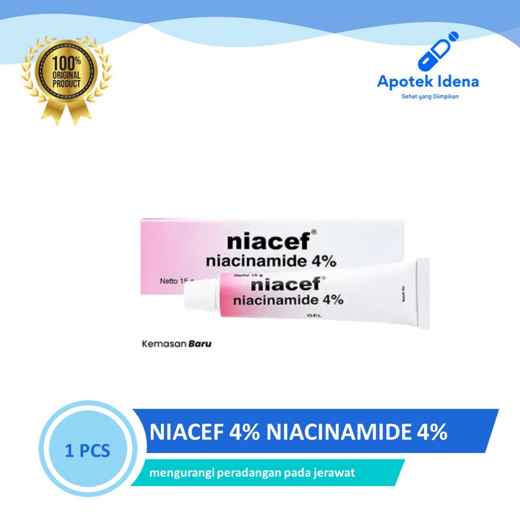 Jual NIACEF 4% Niacinamide 4% gel 15 gr untuk mengurangi peradangan ...