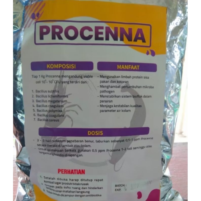 Jual Procena probiotik bacillus 100 gram / probiotik kolam bioflok ...