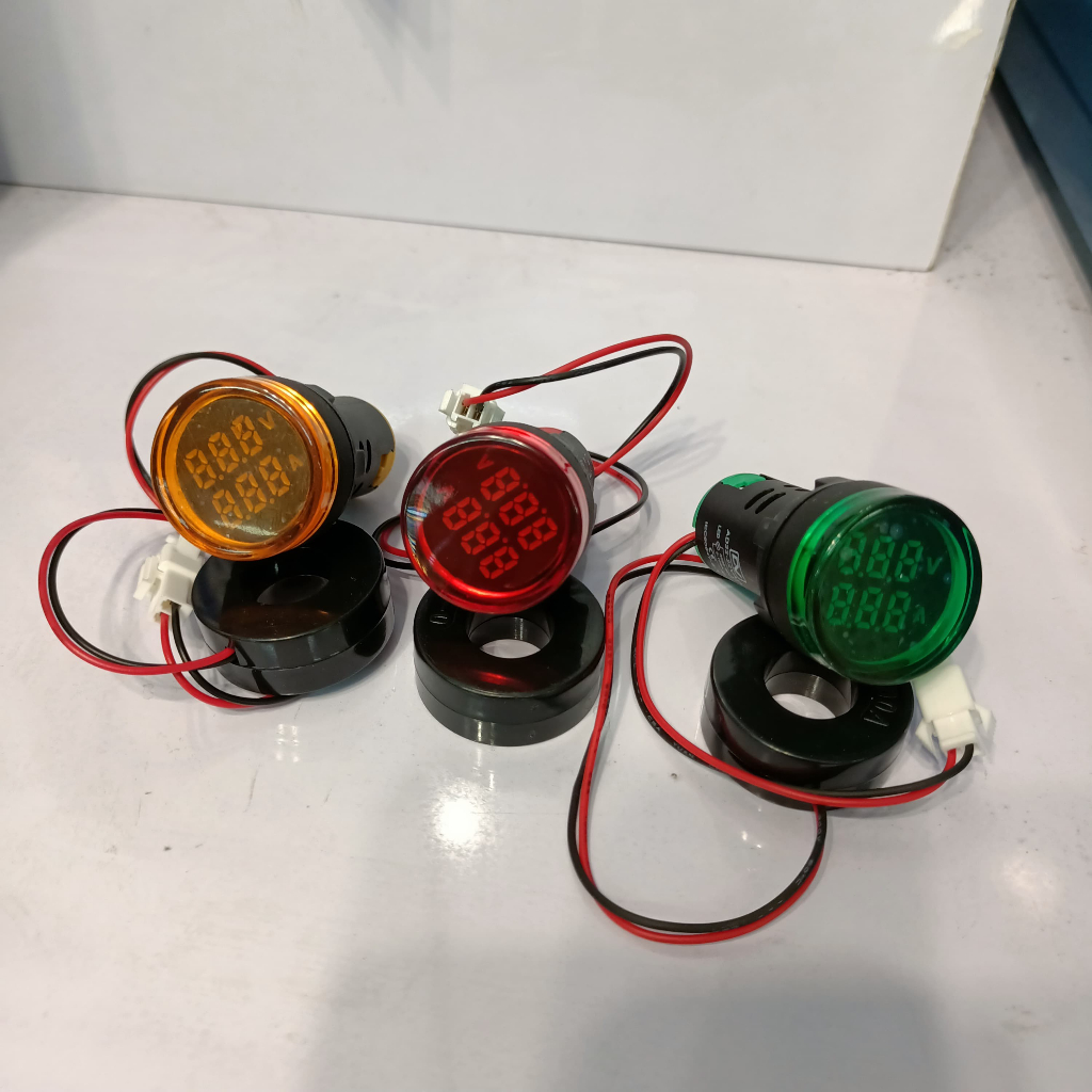 Jual Pilot lamp + Volt + Amper 22mm 220vac lampu indikator Panel Volt ...