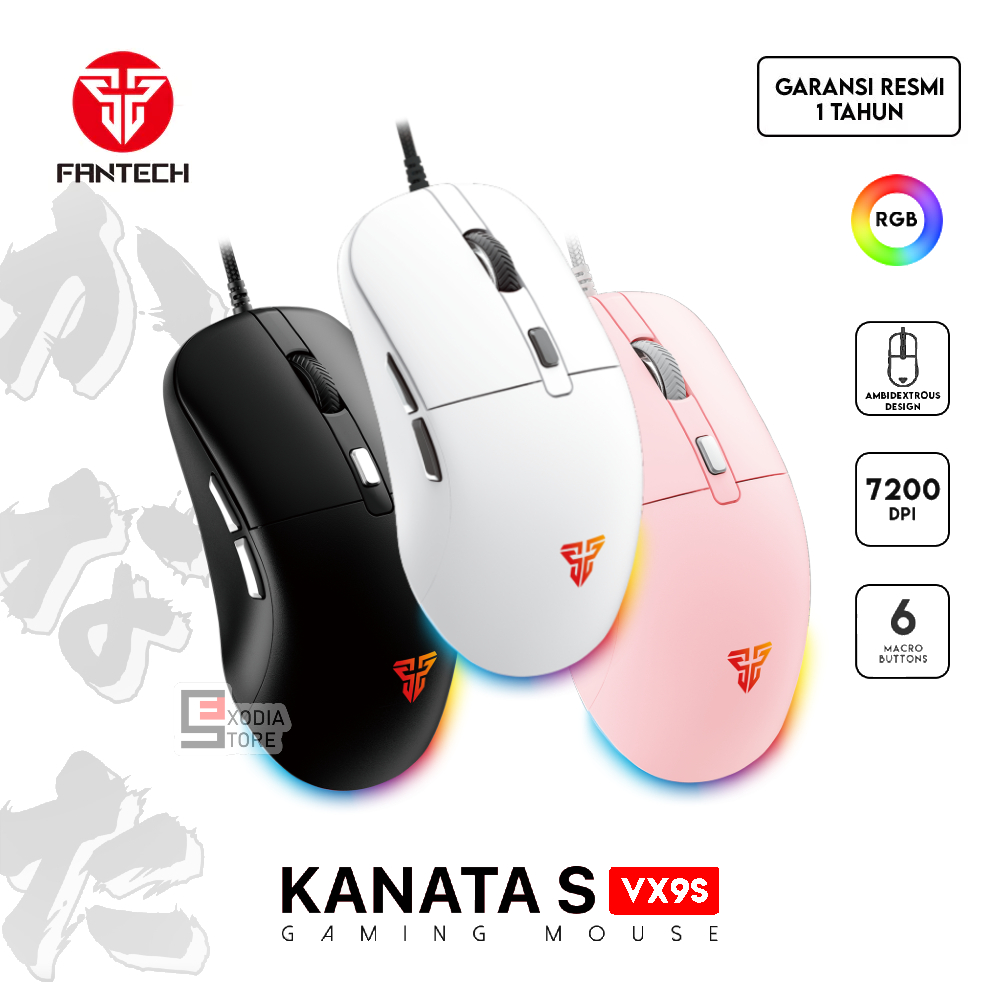 Jual Fantech KANATA S VX9s Mouse Gaming Macro Ambridextrous Design 7200 DPI 6D Macro Buttons RGB ...