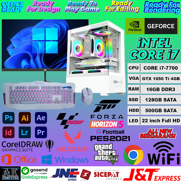 Jual PC GAMING FULLSET iNTEL CORE i7 7700 Gen 7Th Feat GTX 1050 Ti 4GB + RAM 16GB + SSD 128GB ...