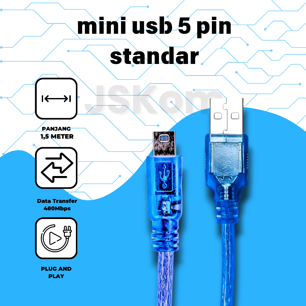 Jual Kabel Mini Usb 5pin 1,5 meter | Shopee Indonesia