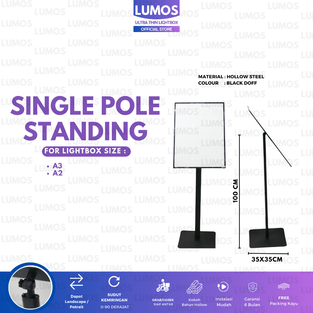 Jual Single Pole Standing Poster Ultra Thin Light Box LED Display ...