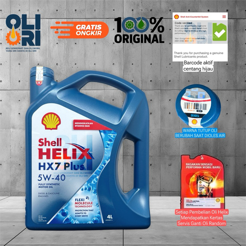 Jual Oli SHELL HELIX HX7 Plus 5W-40 4Liter Mobil Bensin dan Diesel ...