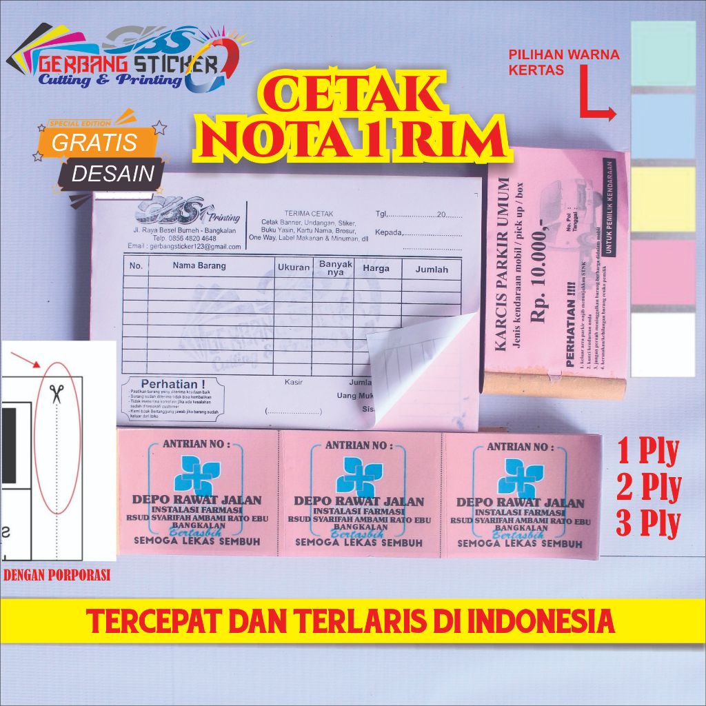 Jual CETAK NOTA 1 RIM , 1 PLY, 2 PLY, 3 PLY DENGAN PORPORASI ATAU TANPA ...