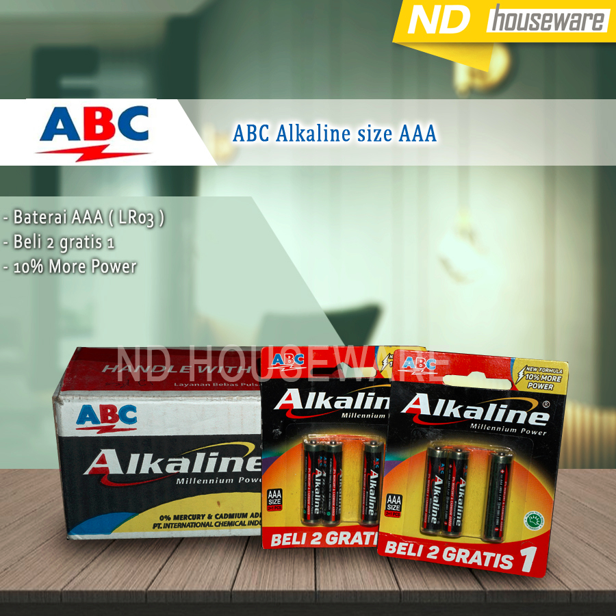 Jual Baterai ABC ALkaline AAA ( beli 2 gratis 1 ) | Shopee Indonesia