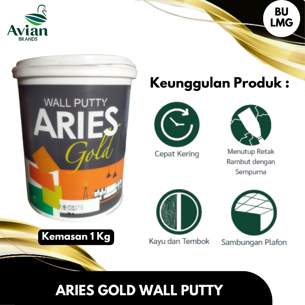 Jual ARIES GOLD WALL PUTTY | Plamir Dempul (1KG) Praktis Warna Putih ...