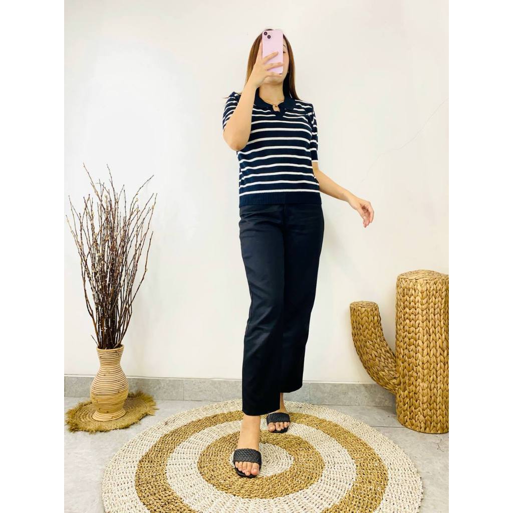 Jual Batik Benang Raja Atasan Rajut Strip Avista | Shopee Indonesia