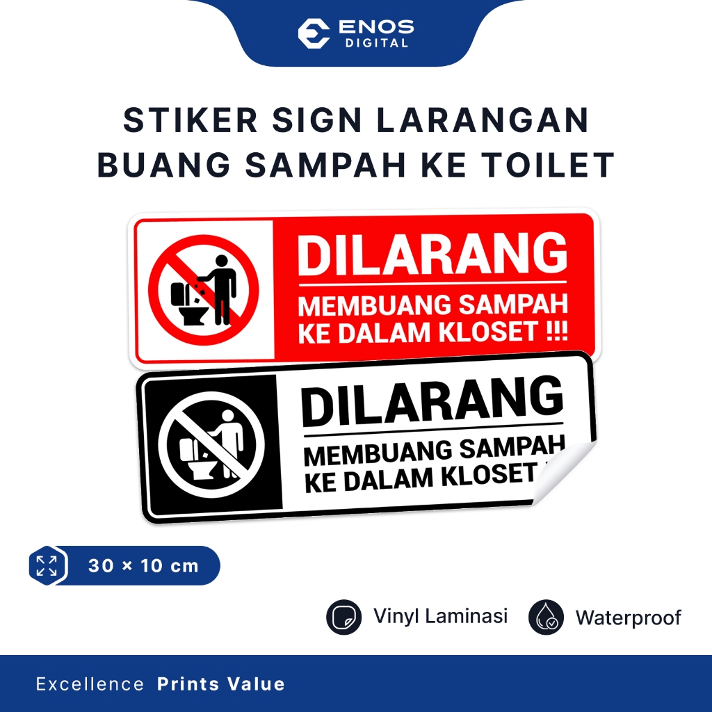 Jual Stiker Peringatan Dilarang Membuang Sampah Kedalam Closet Stiker ...
