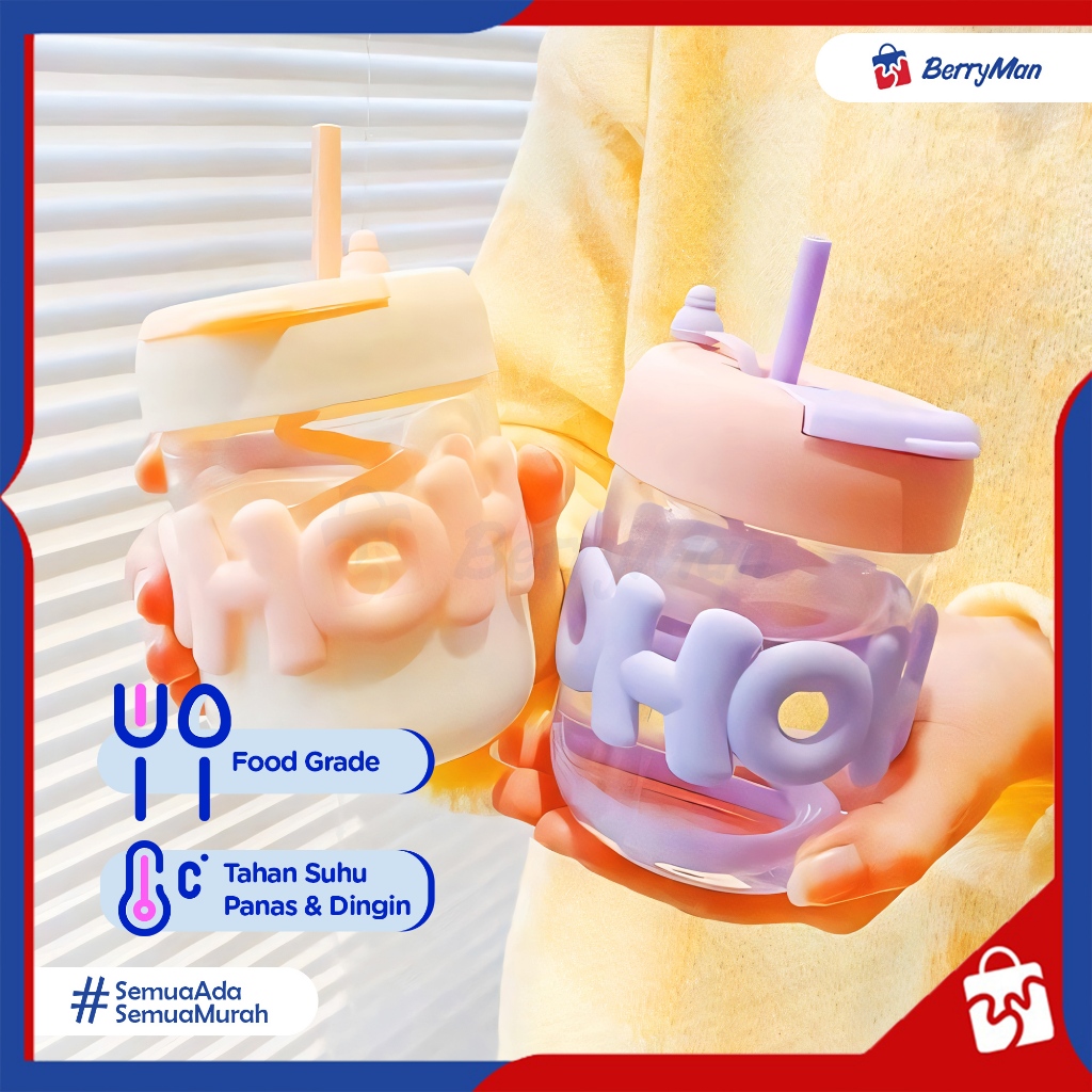 Jual Gelas Kaca Slave HOHO 350 ML Mug Kopi Tumbler Estetik Anti Tumpah ...