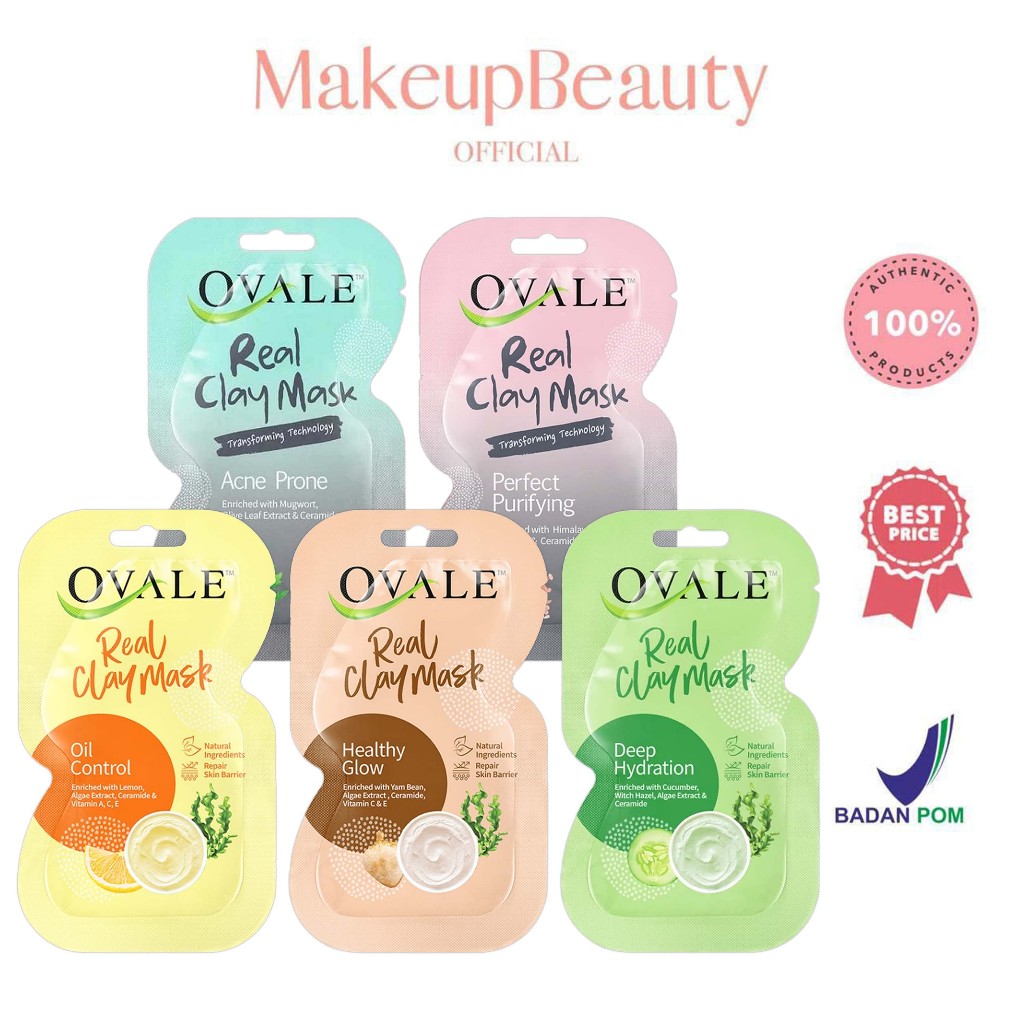 Jual OVALE Real Clay Mask Sachet 10g / 15g | Masker Wajah Berubah Warna ...