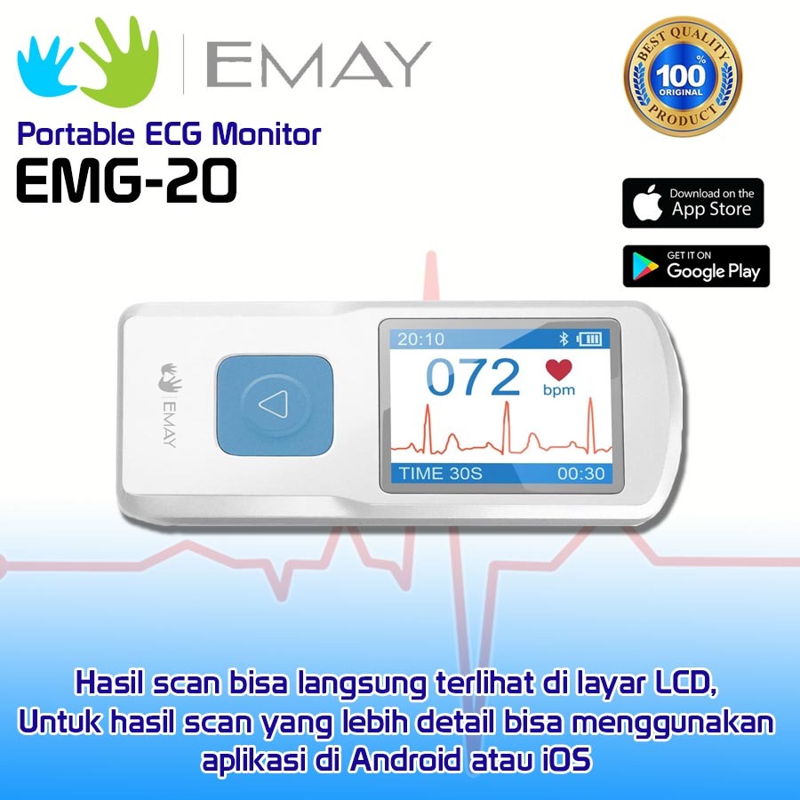 Jual EMAY Portable ECG Monitor EMG-20 Record ECG and Heart Rate Anytime Anywhere Stand-Alone ...