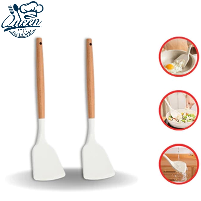 Jual Queen Sendok Sup Spatula Silikon Tahan Panas Warna Putih 32cm ...