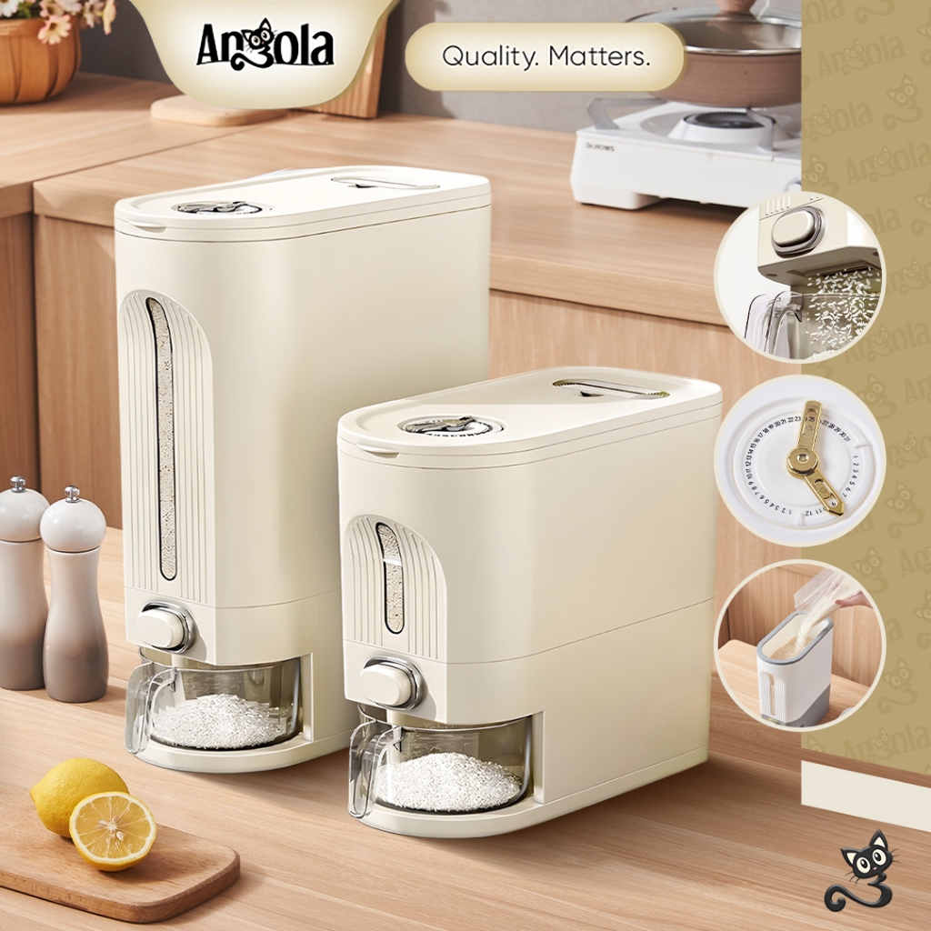 Jual Angola Dispenser Beras Otomasi Anti Kutu 10KG E18 Rice Box Food Grade / Tempat Penyimpanan ...