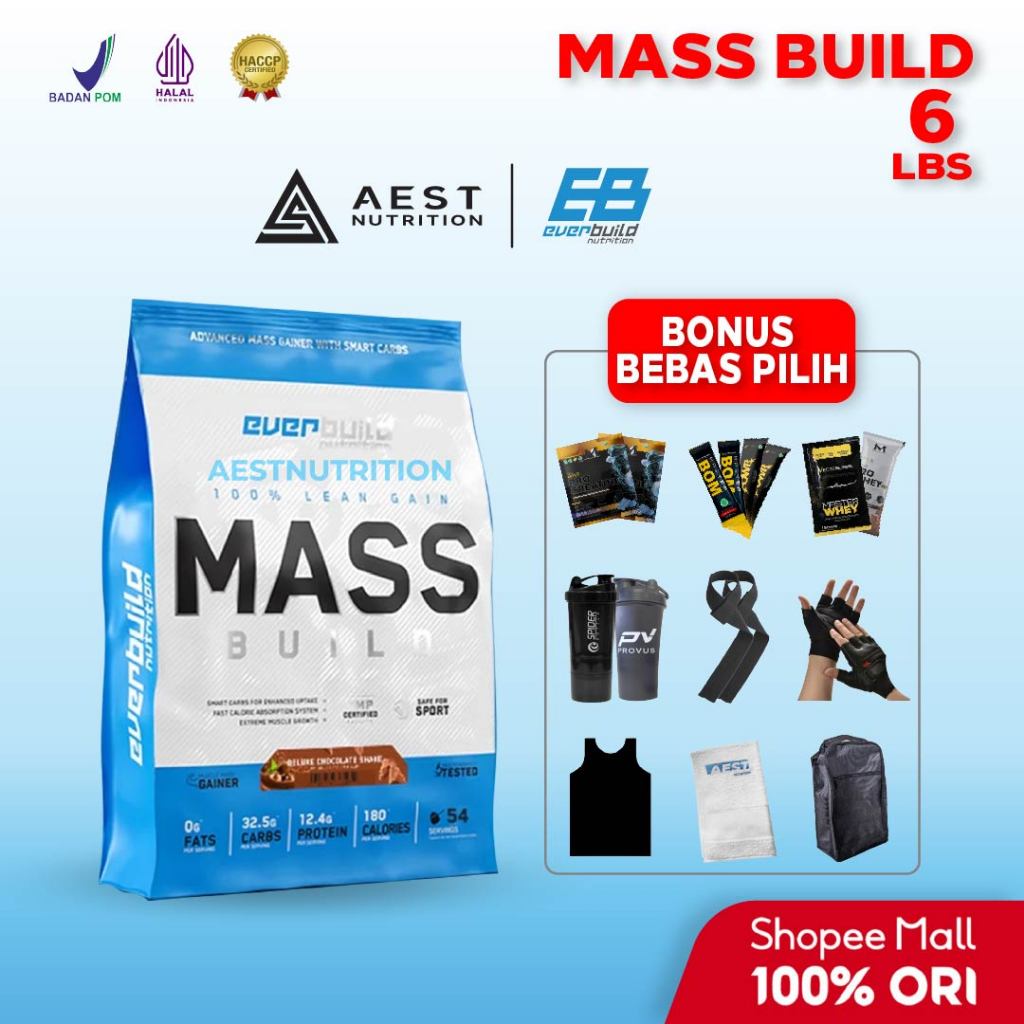 Jual Everbuild Nutrition Mass Build 6 lbs Susu Gainer Protein Penambah ...