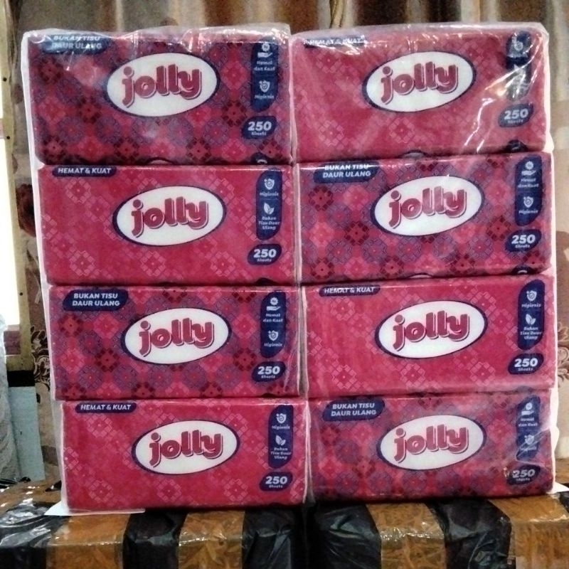Jual tissue jolly(8pcs) 250 sheet 2ply,bukan tisu daur ulang | Shopee ...