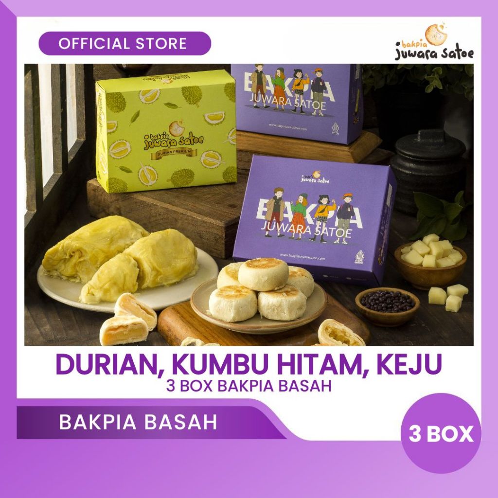 Jual BAKPIA JUWARA SATOE [ 3 Box ] Paket Bakpia Basah Mix C (Durian ...