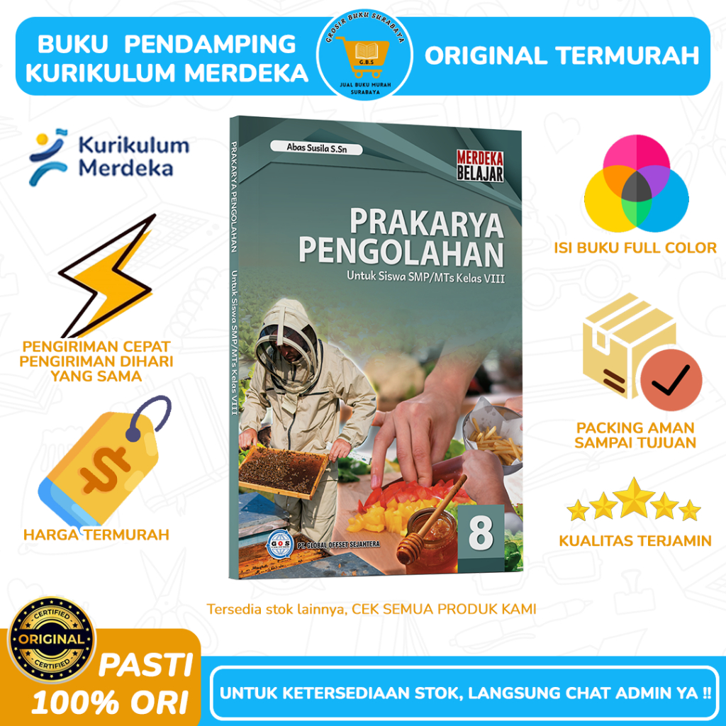 Jual Buku Pendamping Siswa Prakarya Pengolahan Kelas 8 SMP - Kurikulum Merdeka - Penerbit Global ...
