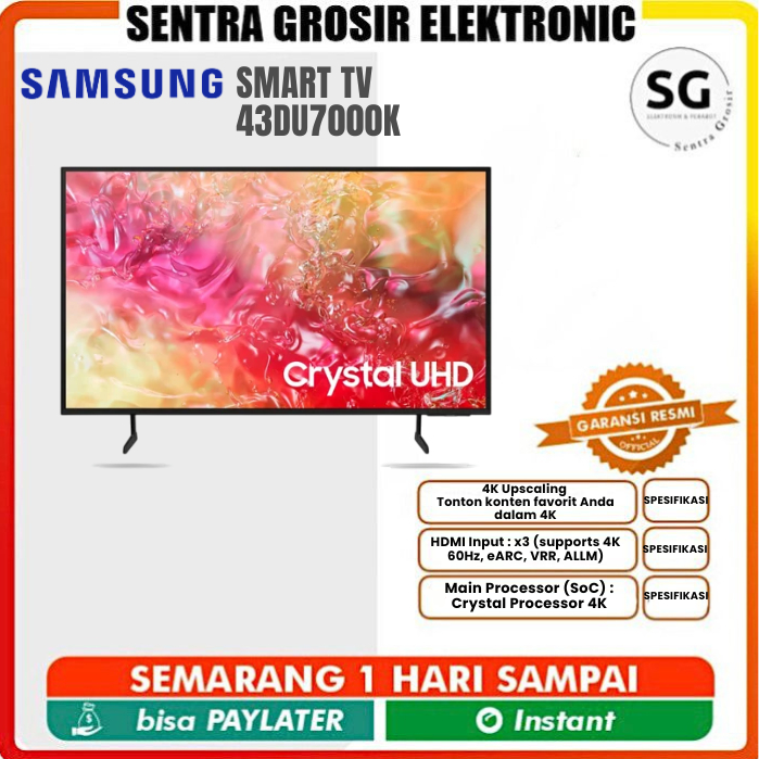 Jual Samsung 43Du7000 Crystal 4K Uhd Smart Tv 43 Inch Ua43Du7000Kxxd | Shopee Indonesia