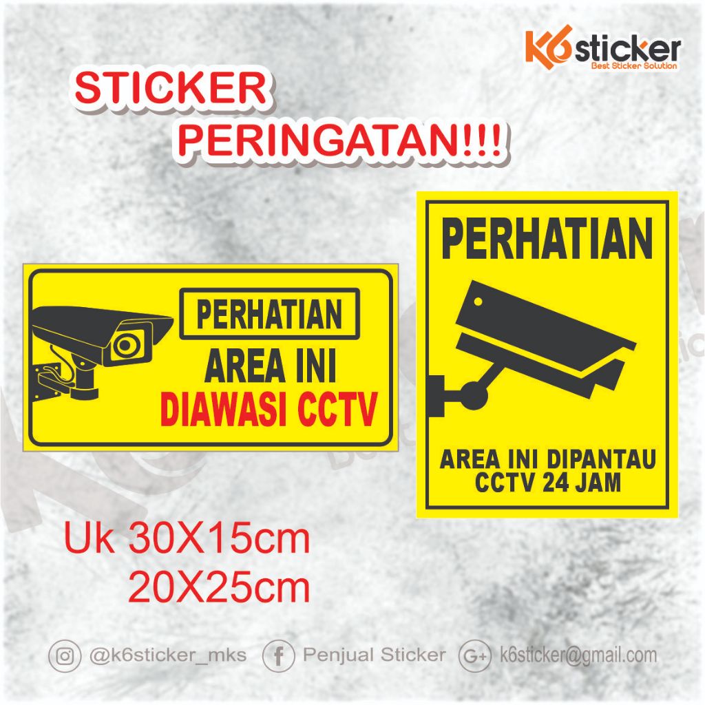 Jual Stiker Pantauan CCTV 24 Jam / Sticker CCTV 24 Jam / Stiker Label ...