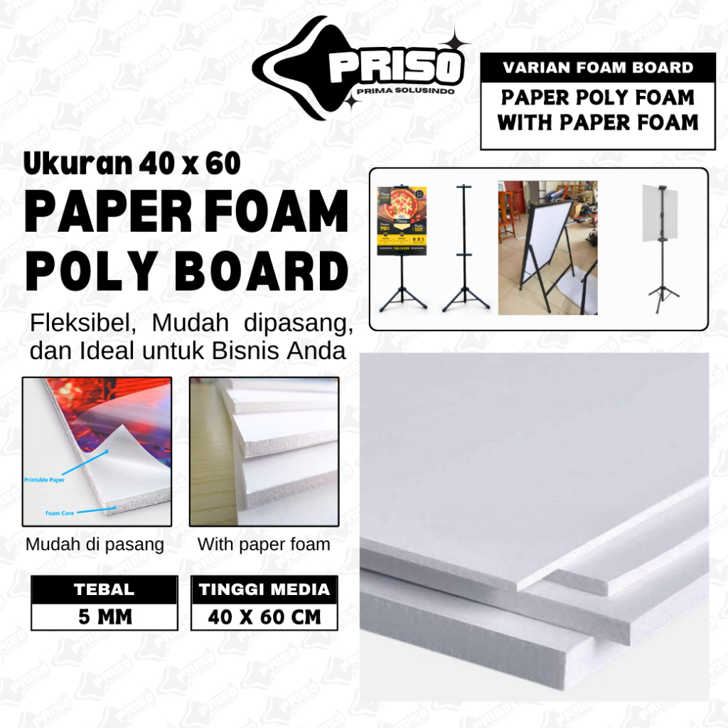 Jual Priso Papan Paper Foam Board banner tebal 5mm 40 x 60 cm | Shopee ...