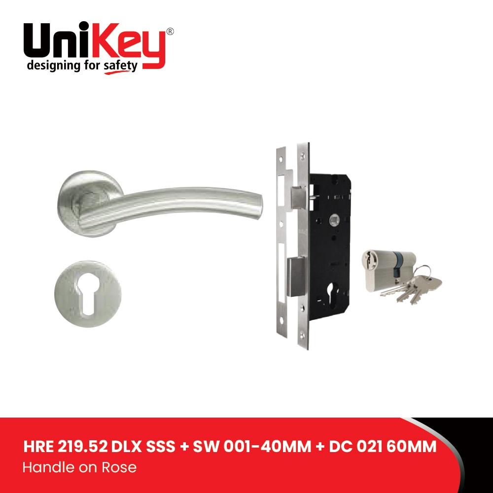 Jual UniKey Handle Set Deluxe HRE 219.52 DLX SSS SUS 304+SW 001-40MM N SS+DC 021-60MM SN komplit ...