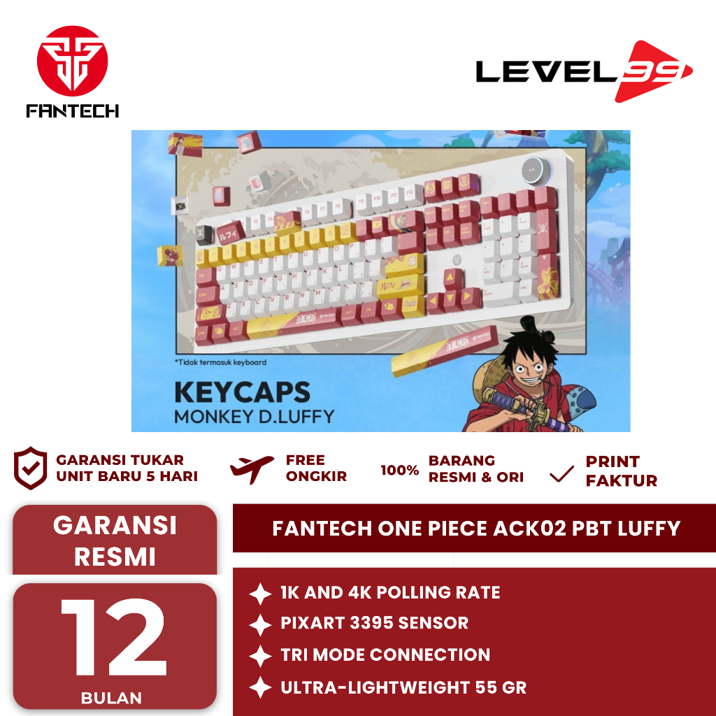 Jual Fantech One Piece Ack02 Pbt Luffy Set Keycaps | Shopee Indonesia