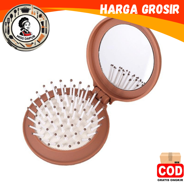 Jual MS SISIR KACA CERMIN MINI BULAT LIPAT 2 IN 1 TRAVEL SISIR ANTI ...
