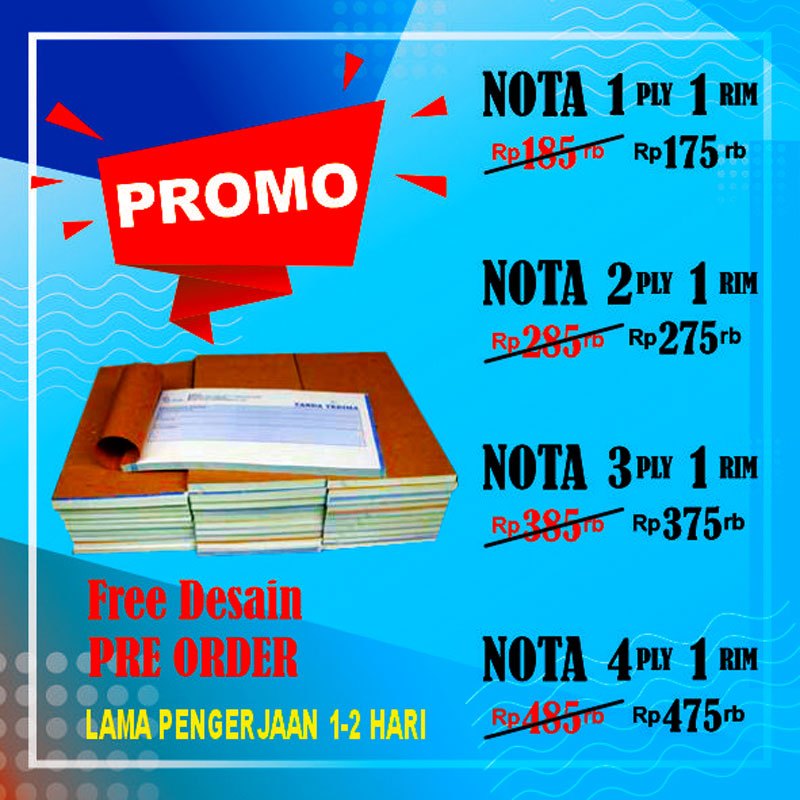 Jual Cetak Nota Ncr Custom 1ply_2ply_3ply_4ply_Cetak1 Warna_1 Rim_ Nota ...