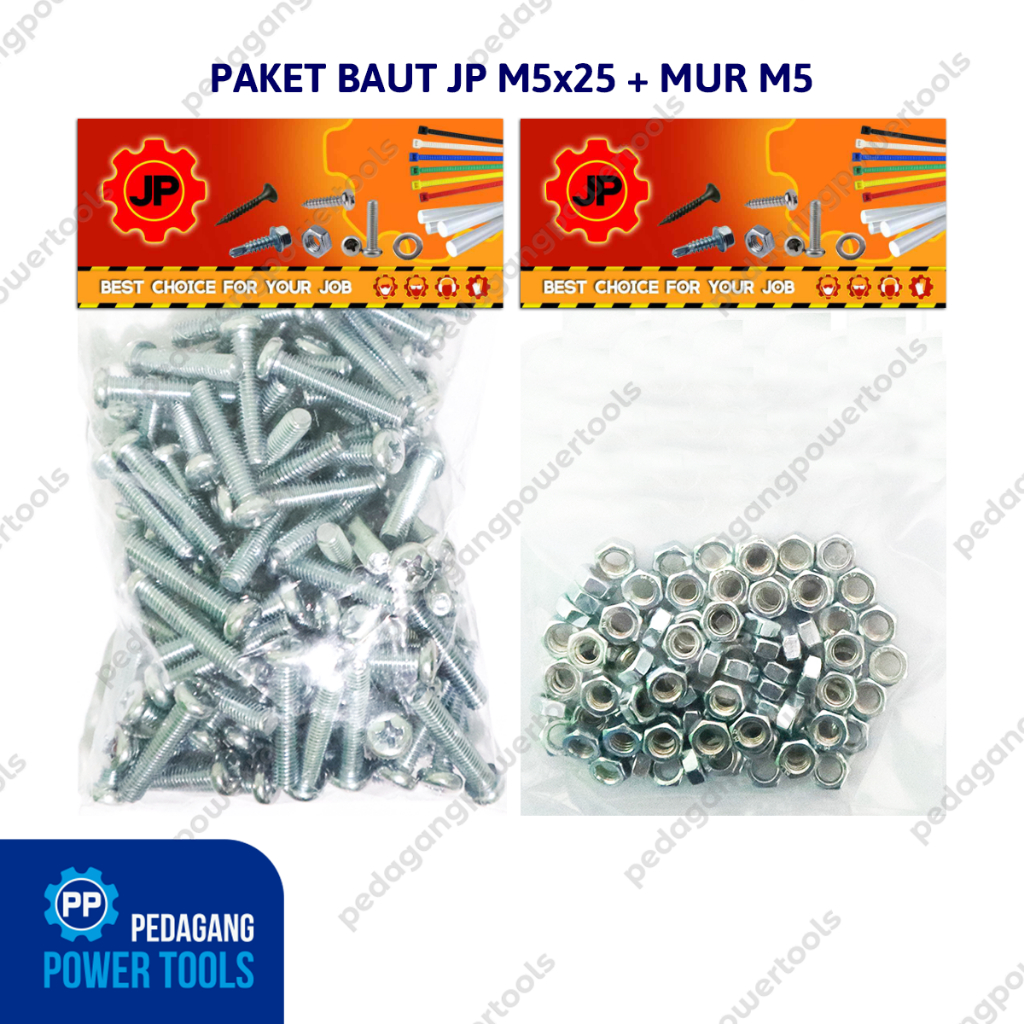 Jual PAKET 2 SET BAUT MUR 5x25 BAUT JP M 5 x 25 MM MUR M5 SKRUP ISI 100 PCS | Shopee Indonesia