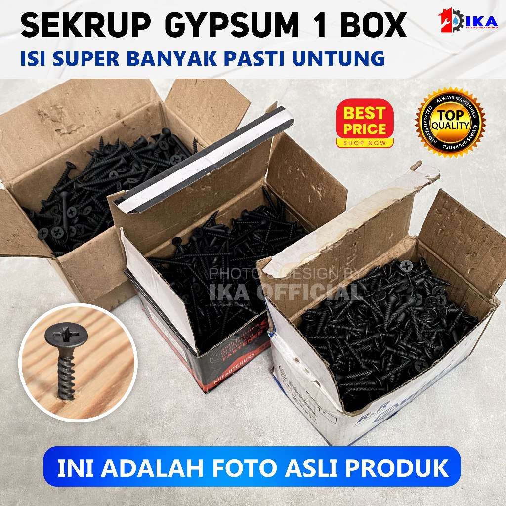 Jual skrup gypsum merk W, skrup drywall, skrup hitam / sekrup gypsum 2 ...