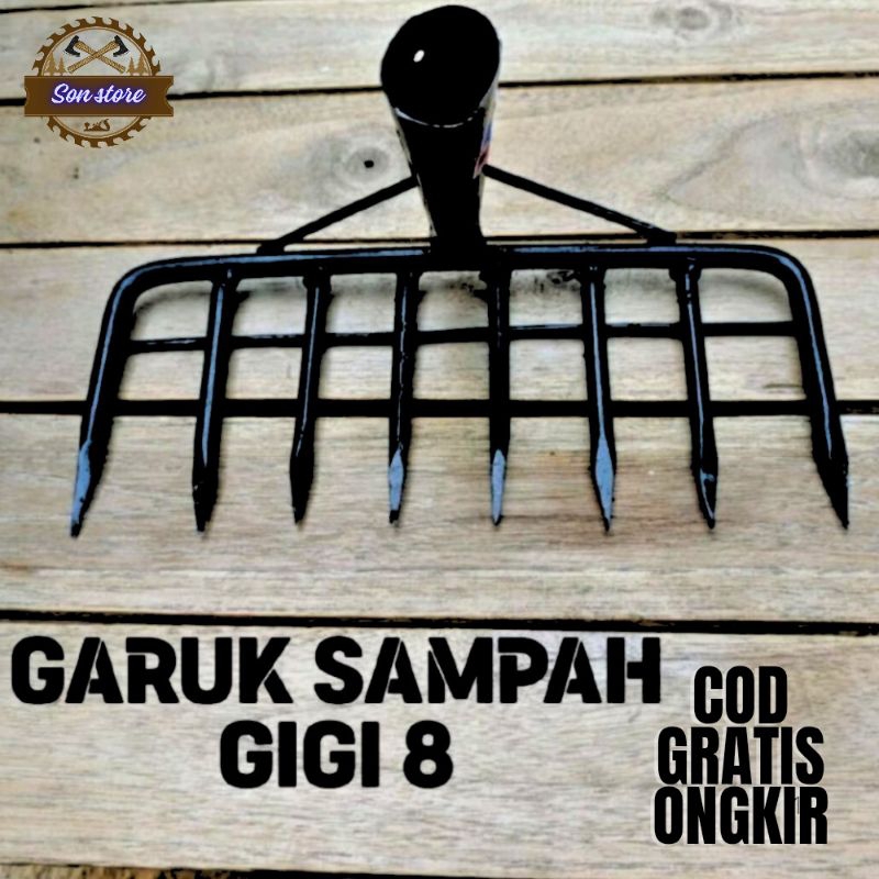 Jual GARUK SAMPAH GIGI 8 BAHAN BESI BETON MODEL CORONG/ Cangkul Garuk ...