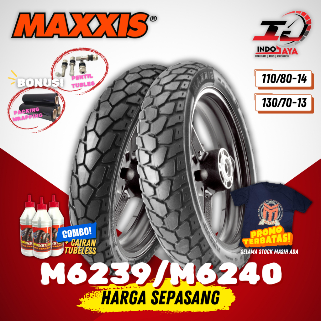 Jual [PAKET MURAH SEPASANG] BAN MAXXIS M6239 / M6240 TUBELESS (110/80 ...