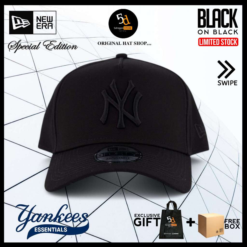 Jual TOPI NEW ERA ORIGINAL AFRAME NEW YORK YANKEES FULL BLACK ...