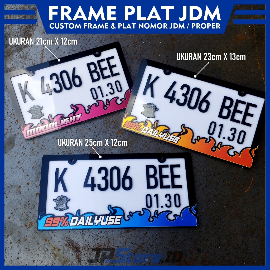 Jual Frame Plat Motor Model JDM Api Viral bisa disemua motor ( Plat ...