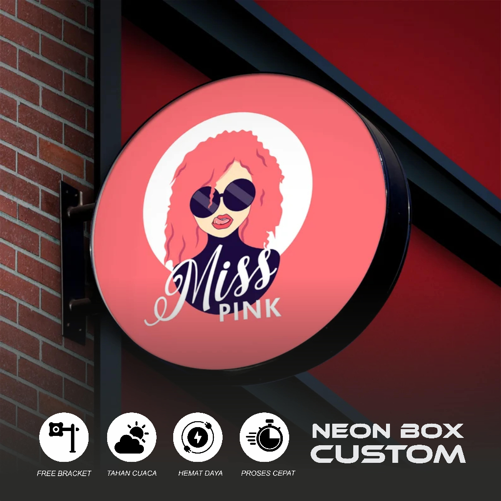 Jual NEONBOX Neon box 2 sisi PREMIUM akrilik 60cm bulat bundar Menyala ...