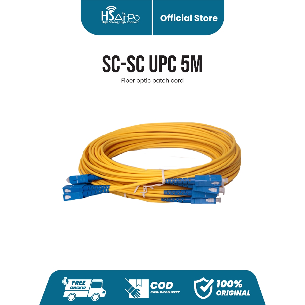 Jual HSAirPo Kabel Fiber Optic Patch Cord Warna Kuning 5M Patch Cord ...