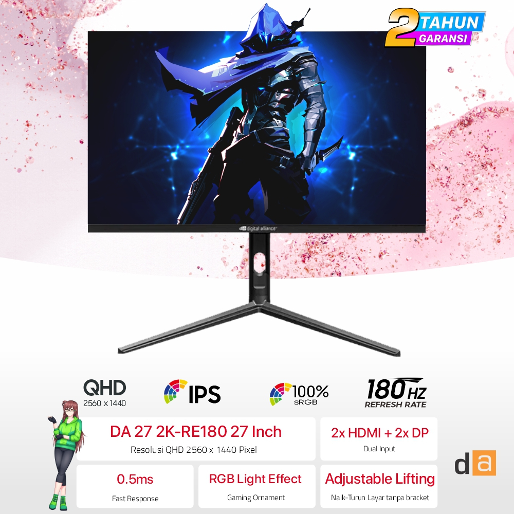 Jual Monitor Digital Alliance DA27-2KRE180 27" 180Hz QHD / 2K 1ms 100% ...