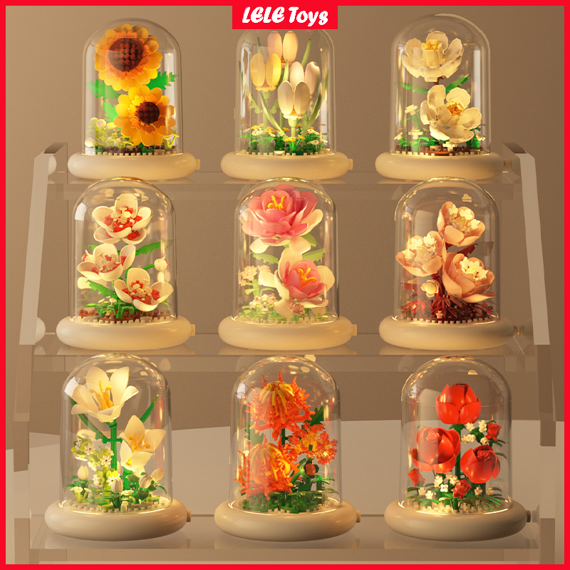 Jual Bricks Bunga Bouquet DIY Bunga Mainan Susun Nano Block Bunga mawar ...