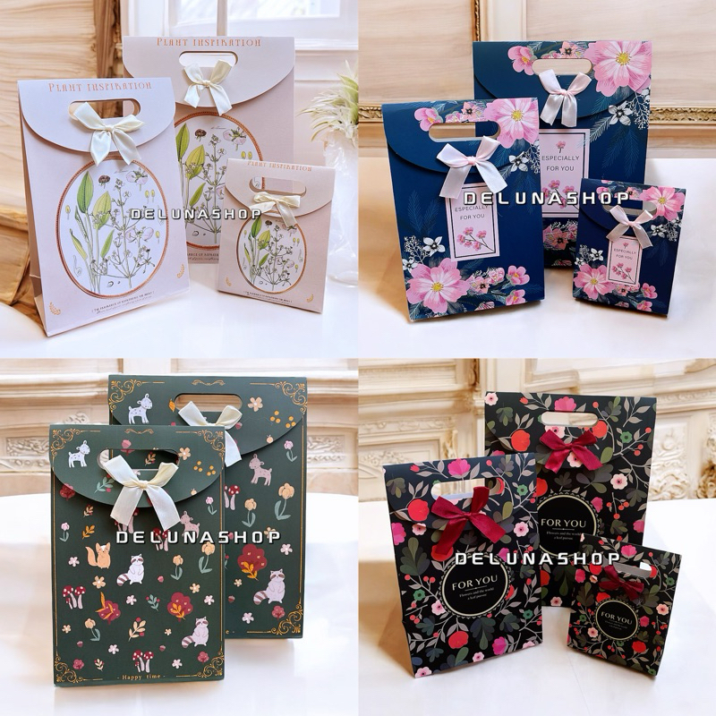 Jual Delunashop DL21A Paper Bag size S/M/L Campur motif Paper Bag bunga ...