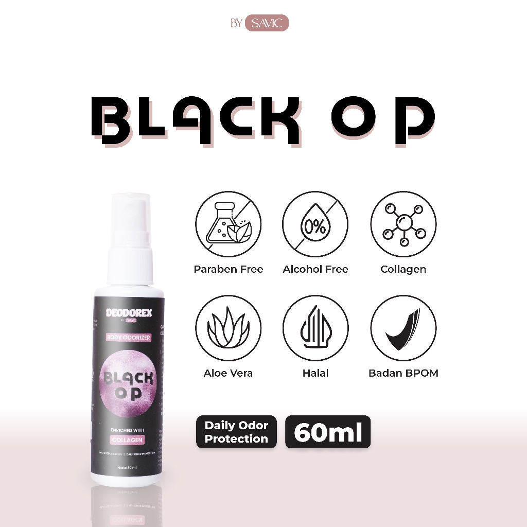 Jual Savic Deodorex Black OP - Collagen Body Odorizer Deodorant Spray ...