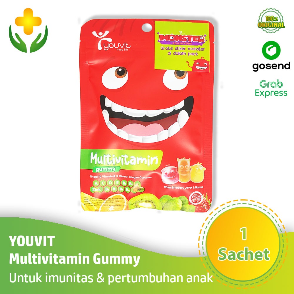 Jual Youvit Multivitamin Anak Rasa Stroberi Jeruk Nanas 7 Gummies ...