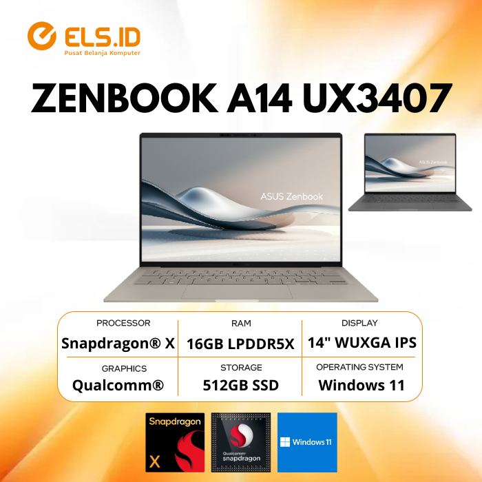 Jual Asus Zenbook A14 UX3407QA Snapdragon X X1 26 100 16GB SSD 512GB 14 ...