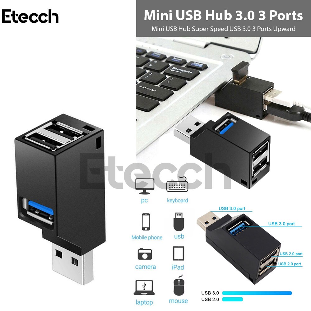Jual Mini USB Hub Super Speed USB 3.0 3 Ports Upward | Shopee Indonesia