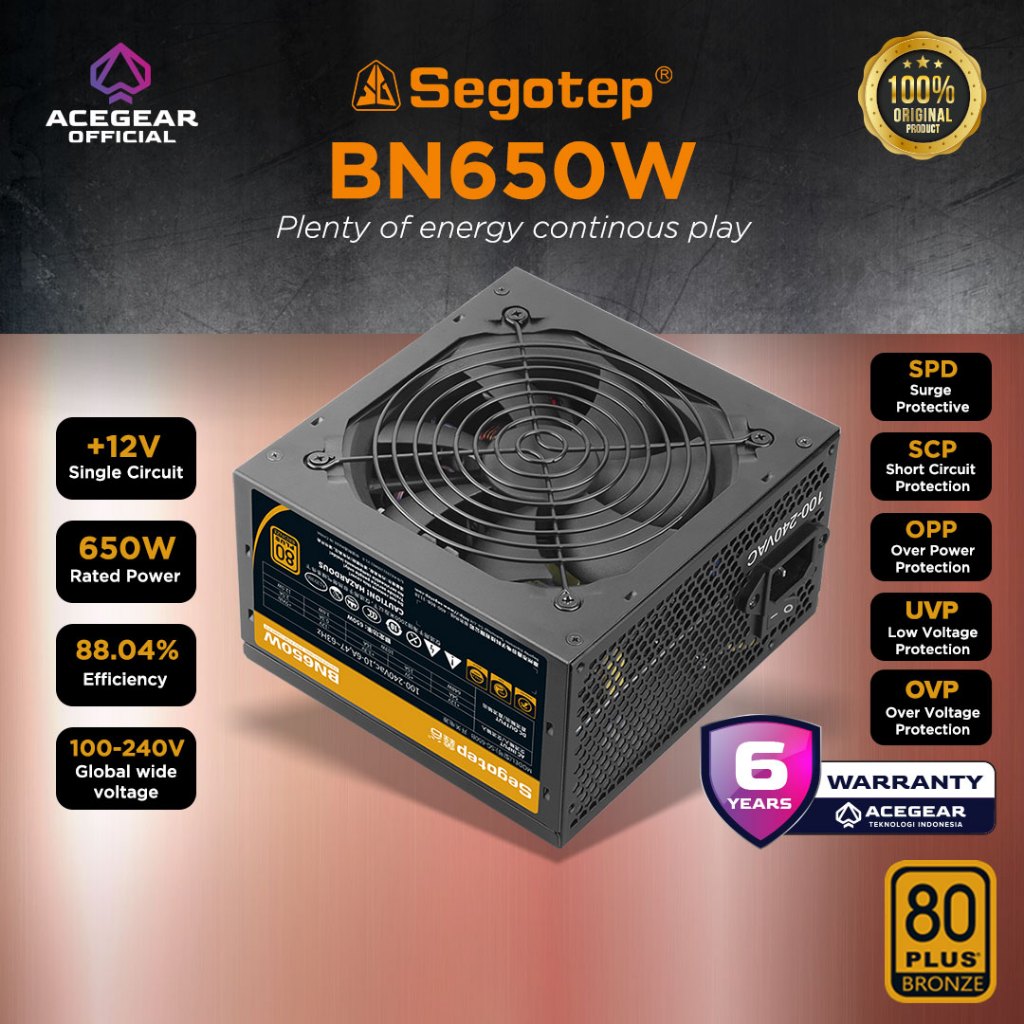 Jual SEGOTEP BN650W (650W 80PLUS BRONZE PSU Flat Cable Non Modular ...