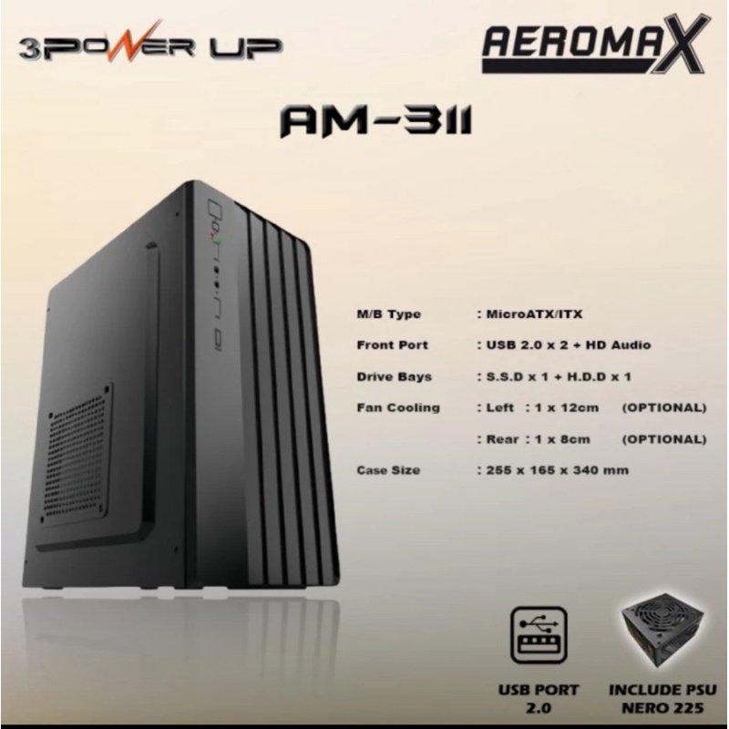 Jual Casing PC Power UP Aeromax AM-311 + PSU 500W | Shopee Indonesia