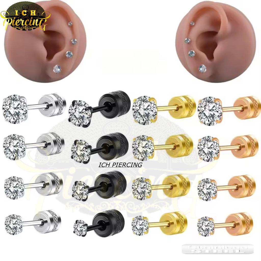 Jual Anting Permata Depan Belakang Titanium Anti Karat/ Anting Hits ...