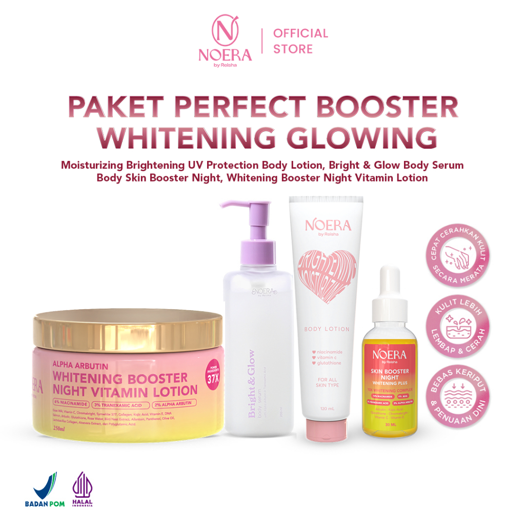 Jual Noera Paket Perfect Booster Whitening Glowing | Whitening Booster Night Vitamin Lotion ...