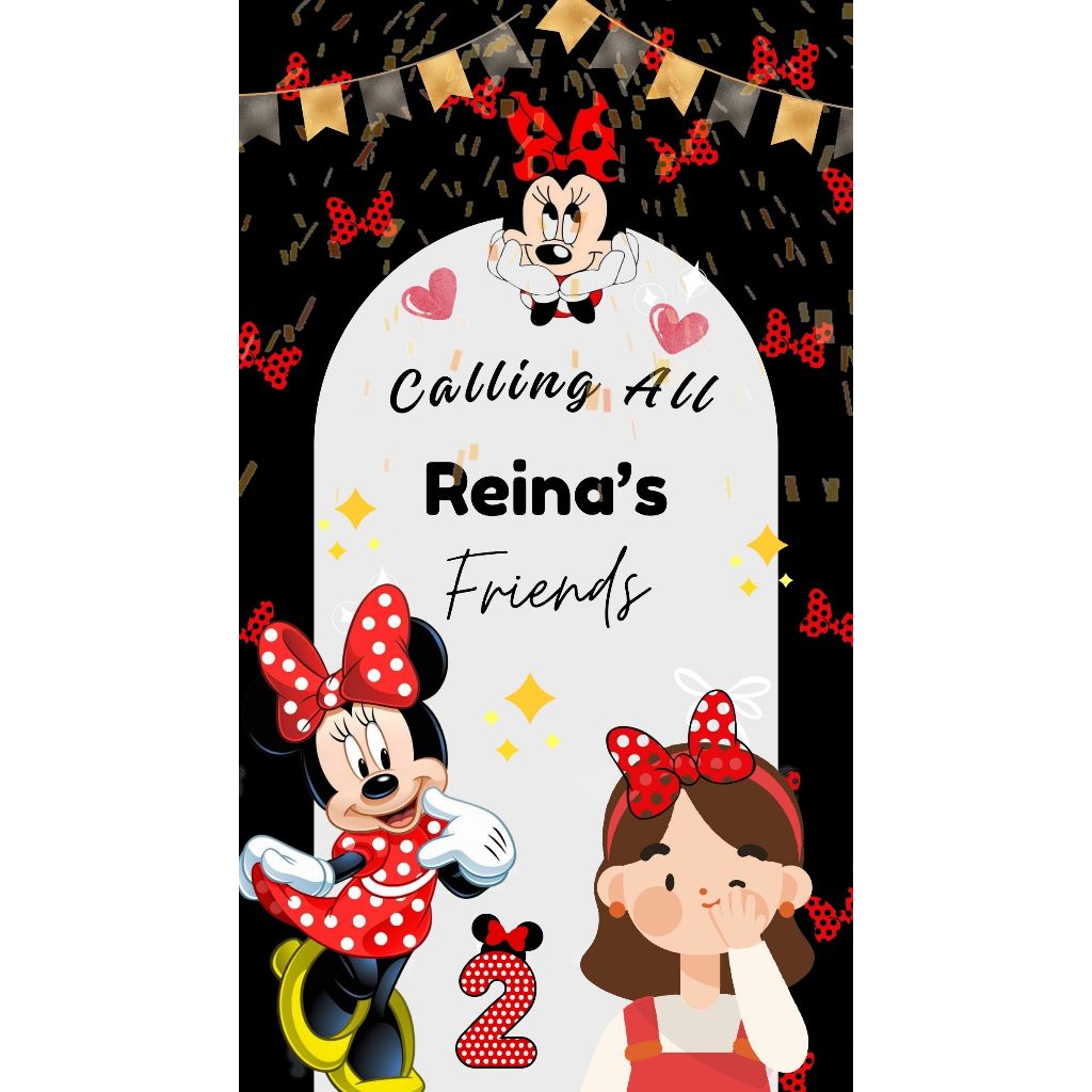 Jual UNDANGAN DIGITAL ULANG TAHUN ANAK VIDEO GAMBAR TEMA MINNIE MOUSE ...